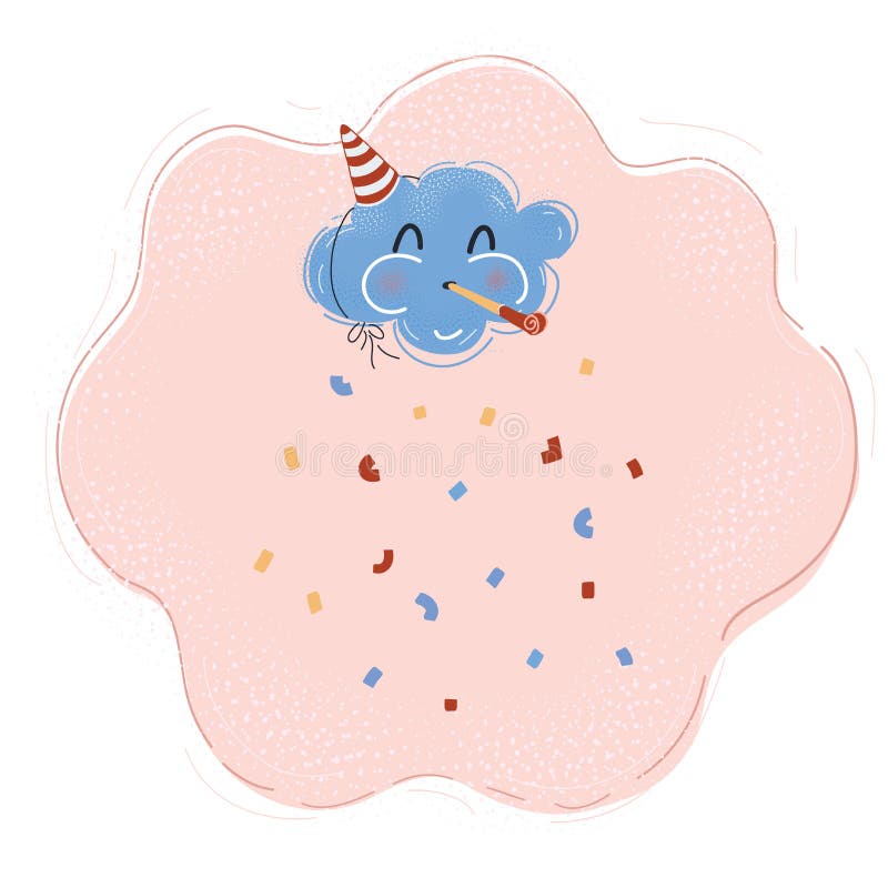 Vector Illustration of Magic Cloud Celebrate on Pink Backround. Stock ...