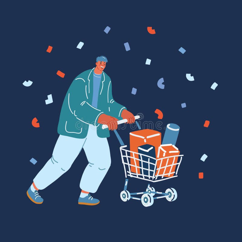 Cartoon Push Shopping Trolley Stock Illustrations – 1,036 Cartoon Push ...