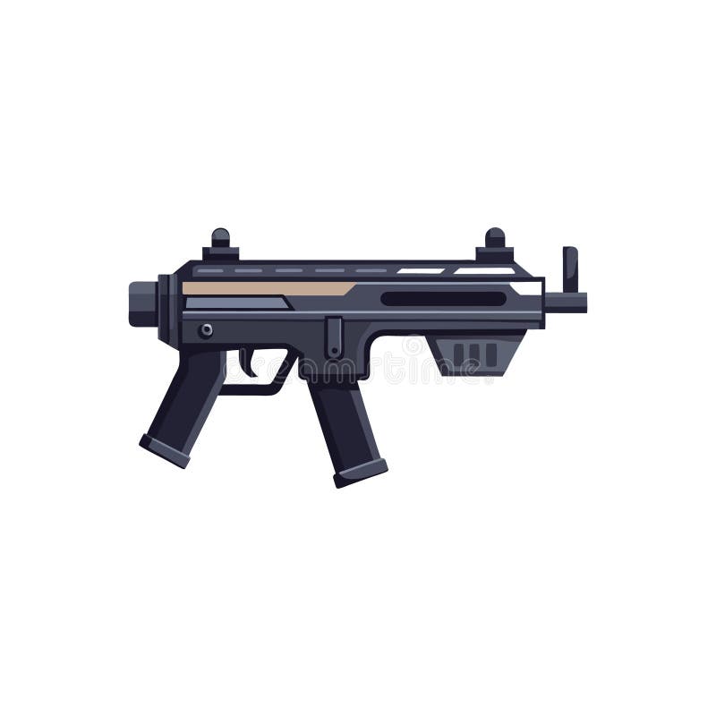 Cartoon Vector Illustration of a Modern Submachine Gun Stock Image ...