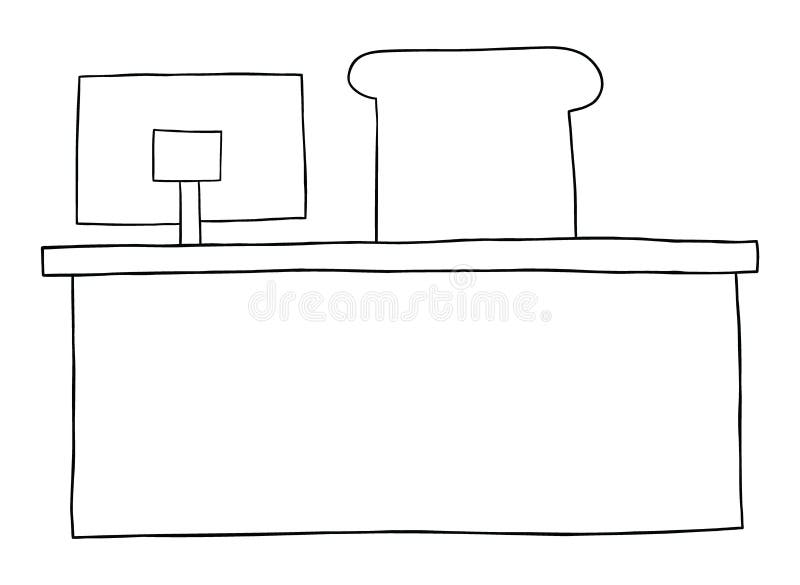 Cartoon Vector Illustration of Office Desk and Computer Stock Vector ...