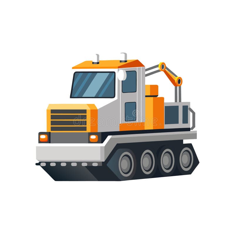 Cartoon Vector Illustration of an Orange and Grey Vehicle Stock Photo ...