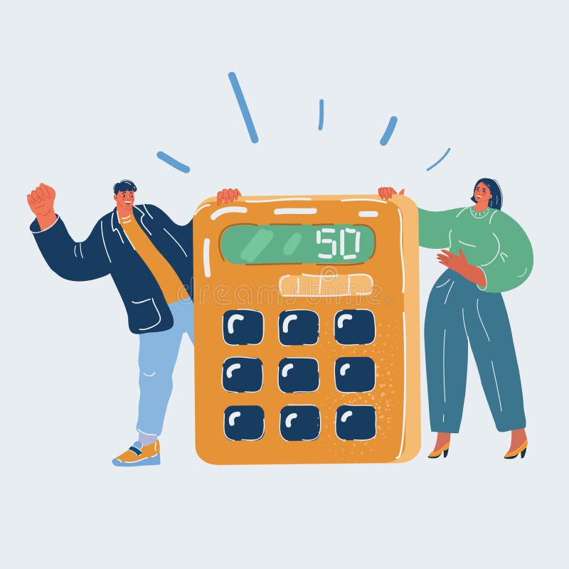 Vector Illustration of People with Calculator Stock Vector ...