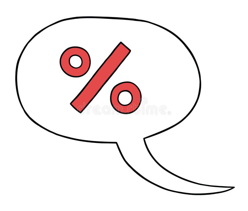 Cartoon Vector Illustration of Percentage in Speech Bubble Stock Vector ...