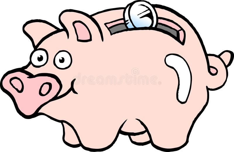 Cartoon Vector Illustration of a Piggy Bank Stock Vector - Illustration ...