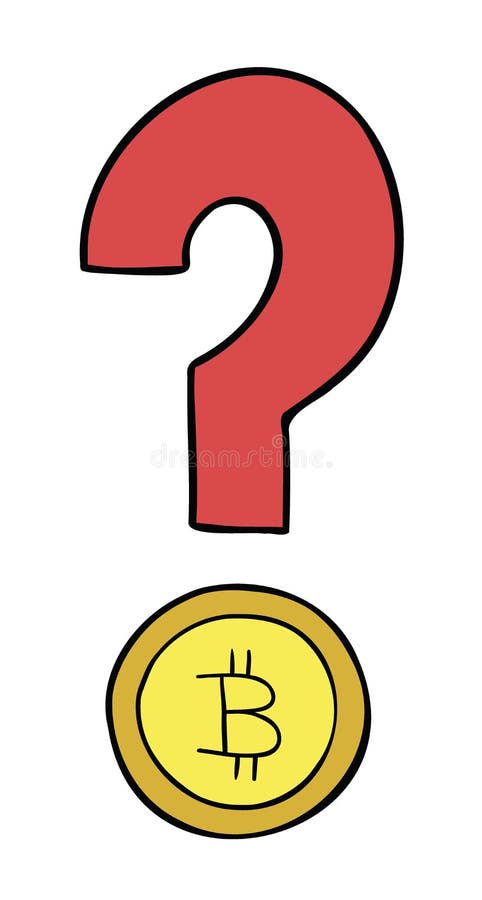 Cartoon Vector Illustration of Question Mark with Bitcoin Coin Stock ...