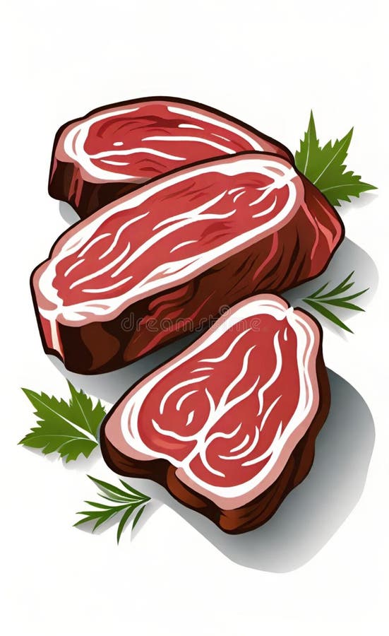 Cartoon Meat Color Illustration Isolated on White Background. Stock ...