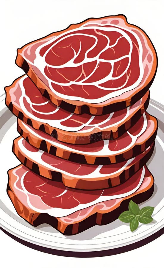 Cartoon Meat Color Illustration Isolated on White Background. Stock ...