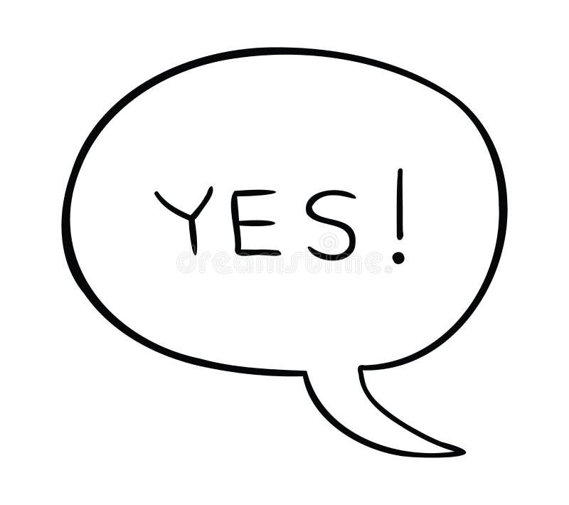 Cartoon Vector Illustration of Speech Bubble and Yes Stock Vector ...