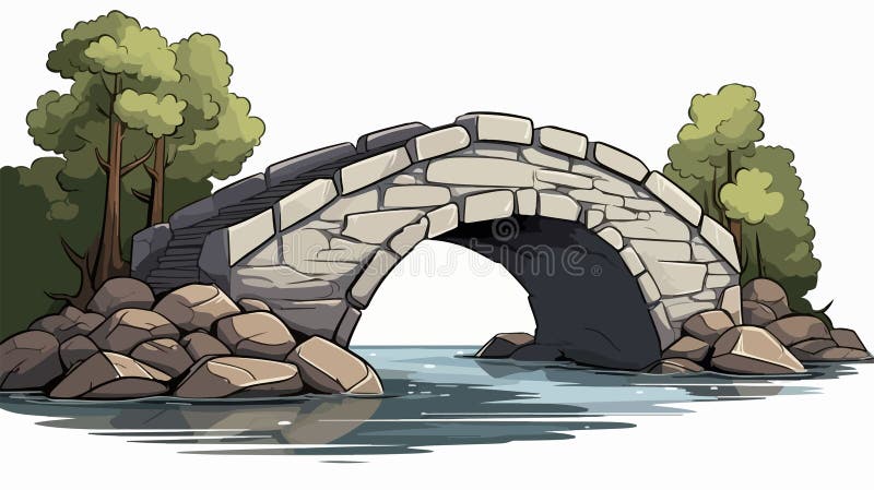 Stone Bridge Vector Drawing Cartoon Vector Illustration Stock Vector ...