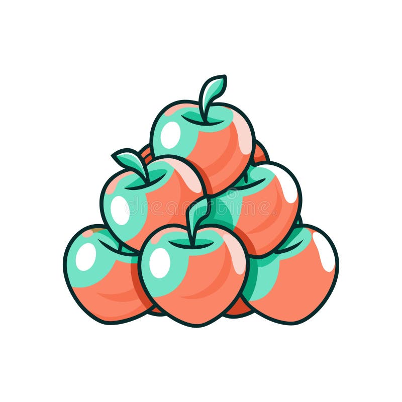 Stylized Stack of Apples Vector Illustration on White Stock Photo ...