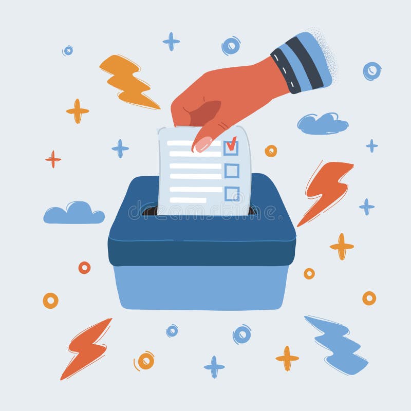 Vector Illustration of Voting Box with Hand Stock Vector - Illustration ...