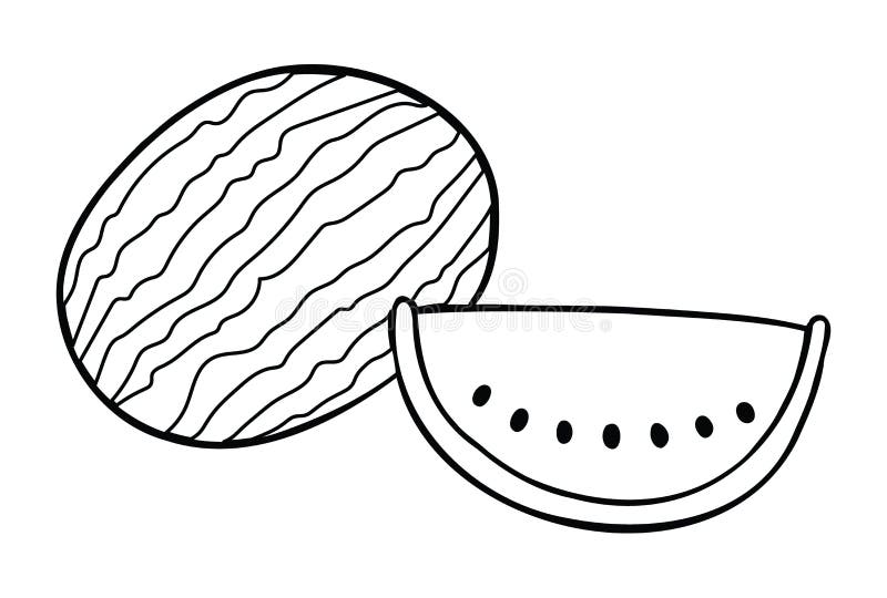 Cartoon Vector Illustration of Whole Watermelon and Watermelon Slice ...
