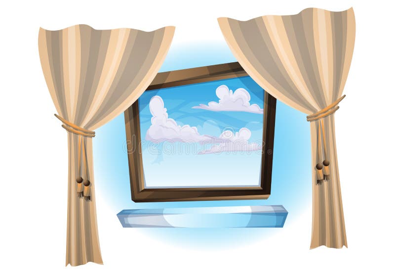 Cartoon Vector Illustration Window Open Landscape View Stock Vector ...