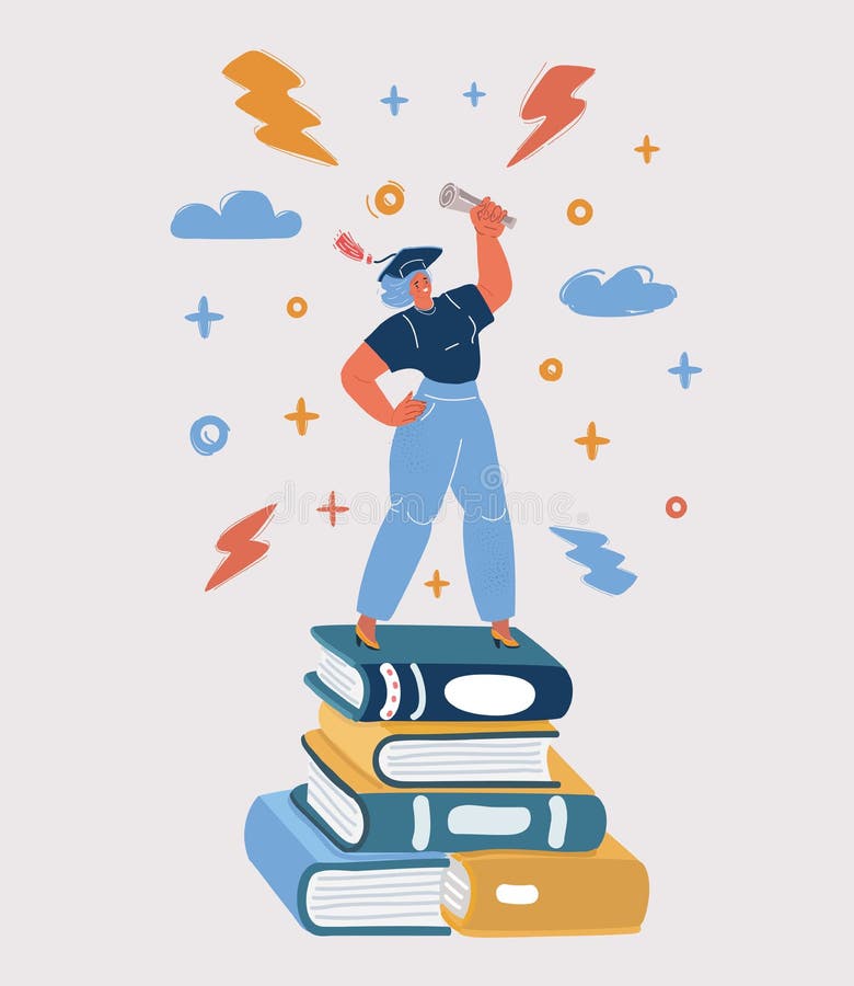 Study Character Shows Studying Learning or Education Stock Illustration ...