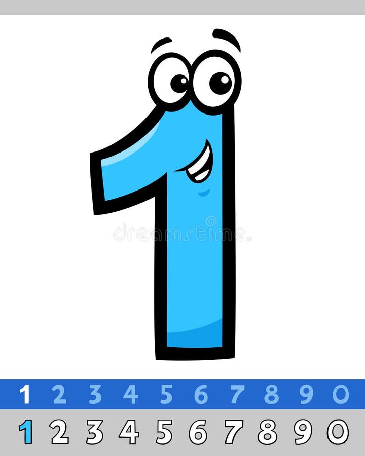 Funny Number One Cartoon Character Stock Vector - Illustration of ...