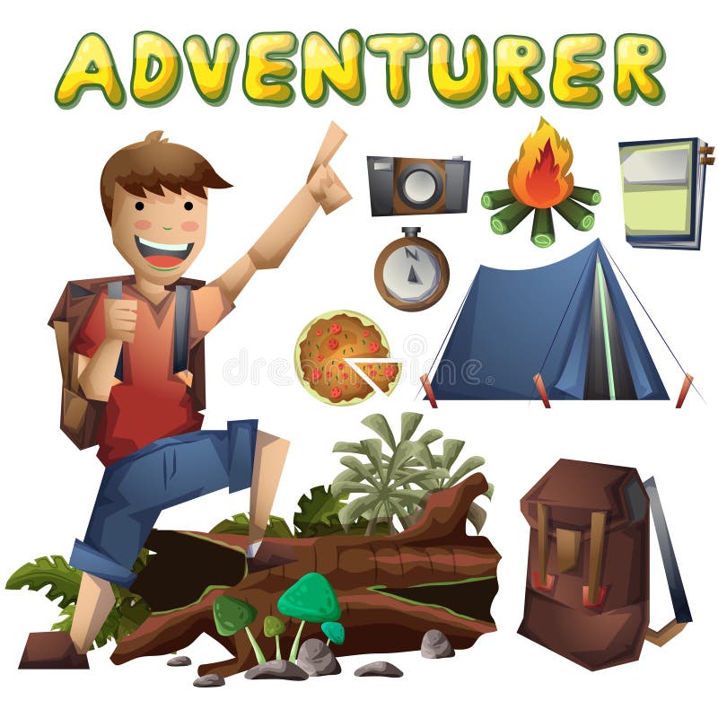 Cartoon Vector Landscape on the Theme of Adventures and Outdoor ...