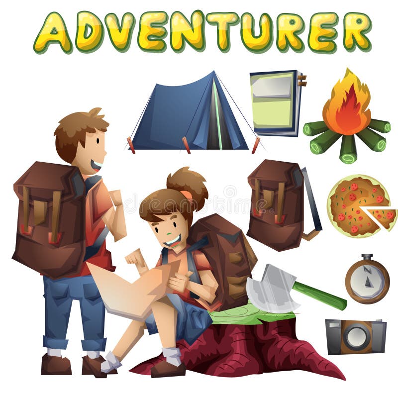 Cartoon Vector Landscape on the Theme of Adventures and Outdoor ...