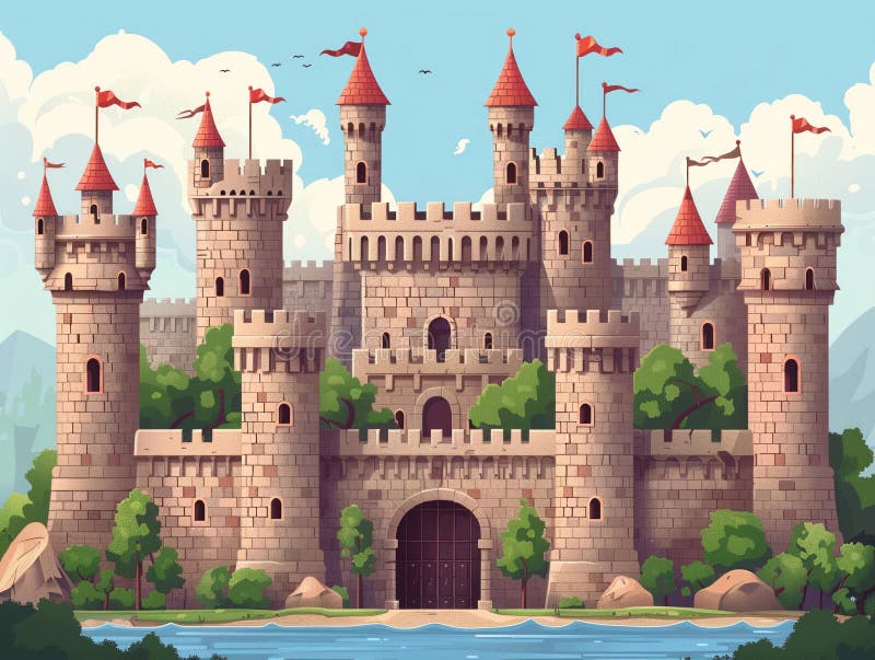 Cartoon Vector of Medieval Castles Collection Stock Illustration ...