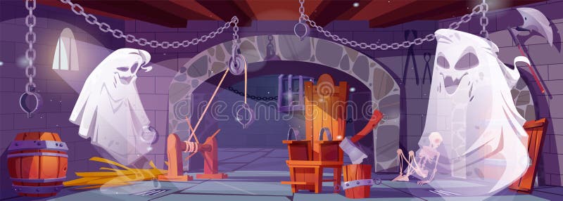 Cartoon Vector Medieval Dungeon Prison with Ghost Stock Vector ...