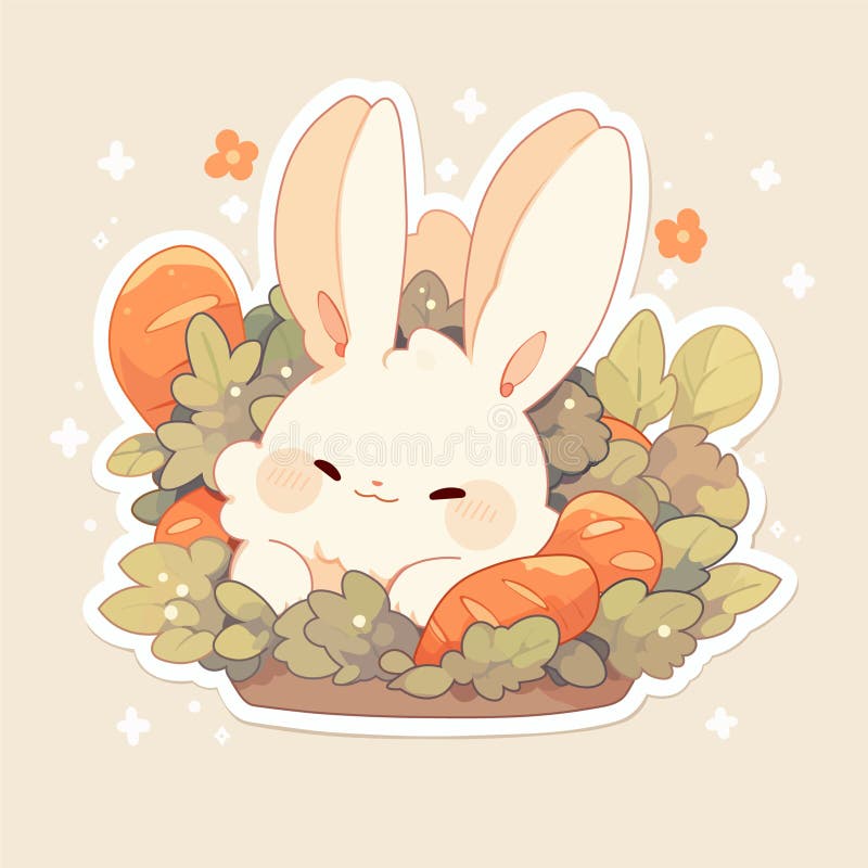 Cartoon Vector Orange Theme Rabbit with Carrots Stock Vector ...