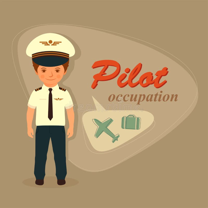 Cartoon vector pilot stock vector. Illustration of commercial - 57674400