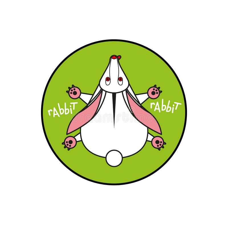 Cartoon Vector Rabbit. Bunny Top View. Inscribed in a Circle As an ...