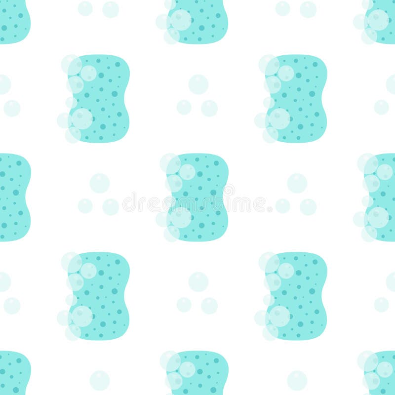 Cartoon Vector Seamless Pattern with Washing Sponge Stock Vector ...