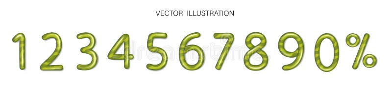 Cartoon Vector Set of 3d Green Numbers. Vector Illustration Stock ...