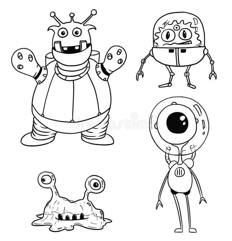 Cartoon Vector Set 02 of Friendly Aliens Astronauts Stock Vector ...