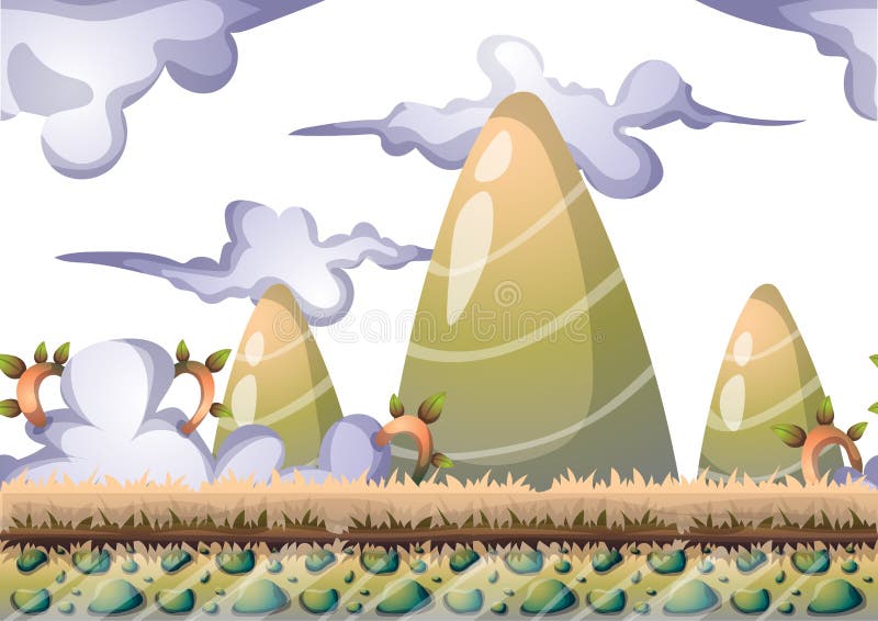 Cartoon Vector Sky Background with Separated Layers for Game Art and ...