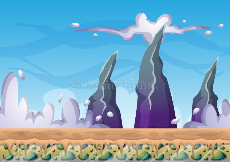 Cartoon Vector Sky Background with Separated Layers for Game Art and ...