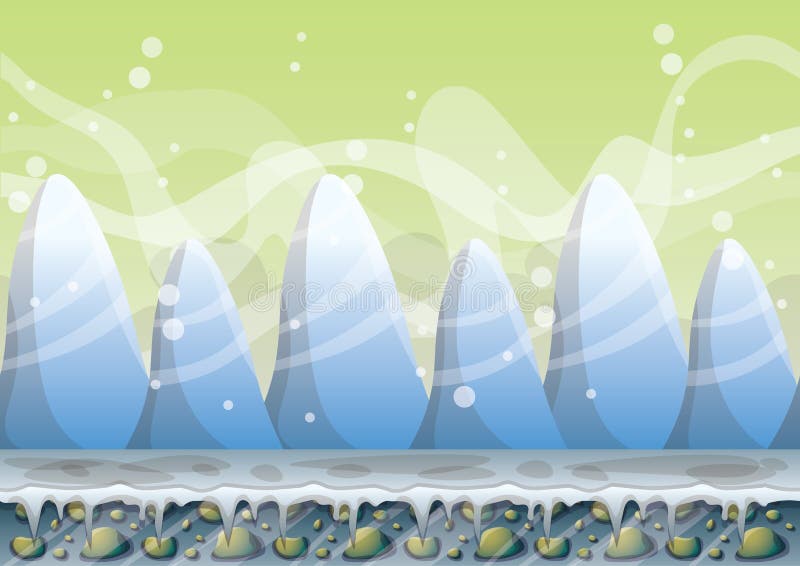 Cartoon Vector Snow Landscape Background with Separated Layers for Game ...