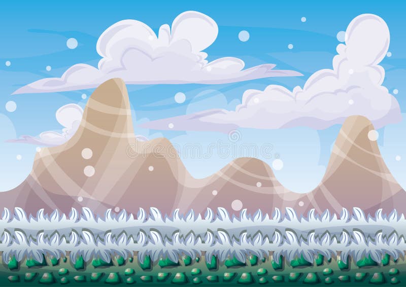 Cartoon Vector Snow Landscape Background with Separated Layers for Game ...