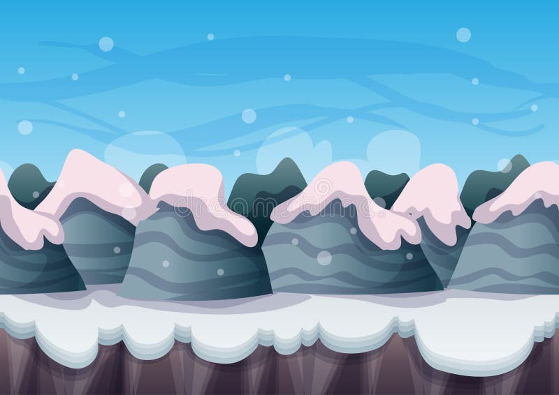 Cartoon Vector Snow Landscape with Separated Layers for Game and ...