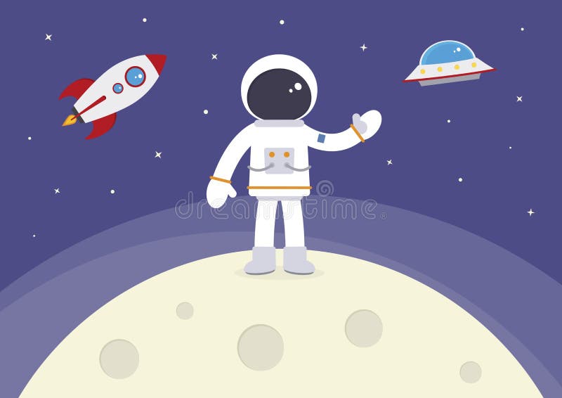 Cartoon Vector Spaceman on the Moon Stock Vector - Illustration of ...