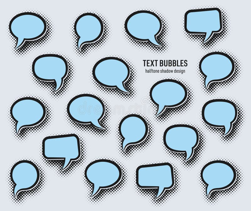 Cartoon Vector Text Bubbles Halftone Shadow Design Stock Illustration ...
