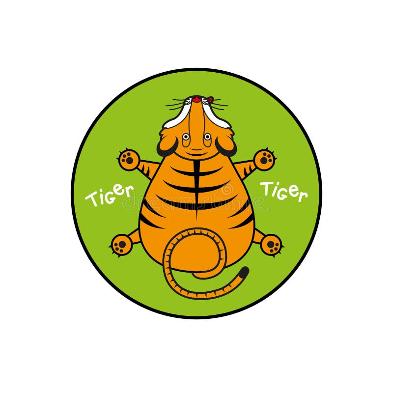Cartoon Vector Tiger. Cub Top View. Inscribed in a Circle As an Emblem ...