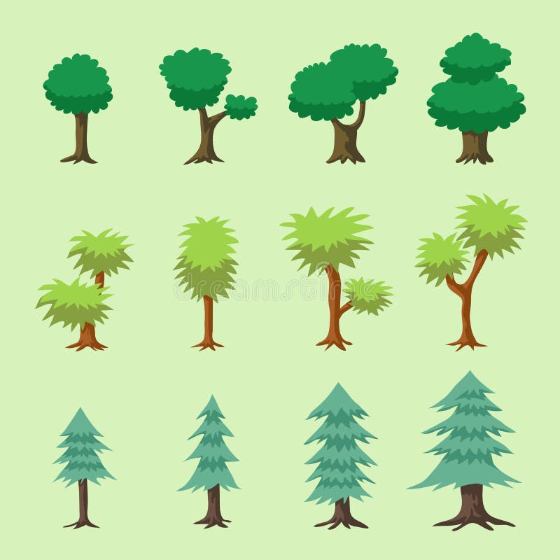 Cartoon vector trees stock vector. Illustration of birch - 78673316
