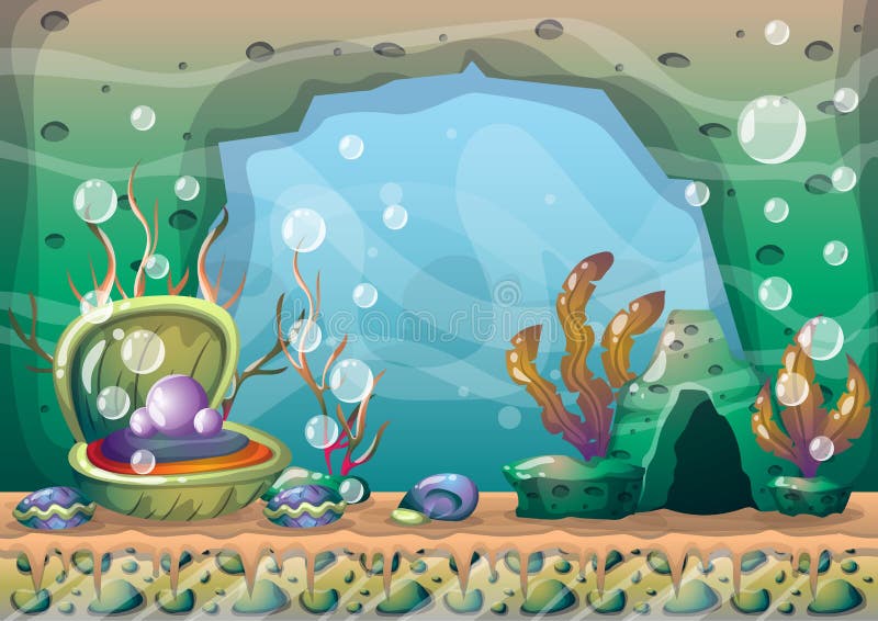 Cartoon Underwater World with Fish Stock Vector - Illustration of ...