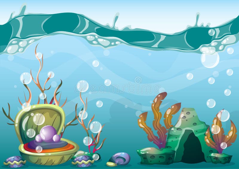 Cartoon Vector Underwater Background with Separated Layers for Game Art ...