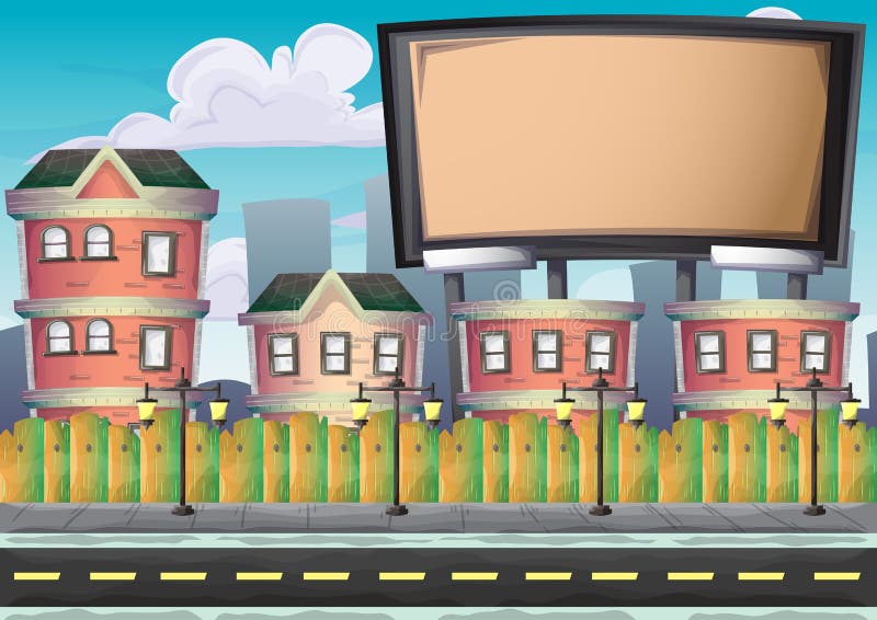Cartoon Vector Urban Billboard with Separated Layers for Game and ...