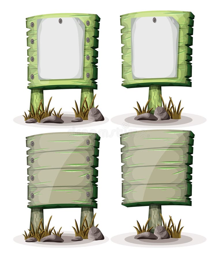 Cartoon Vector Wood Labels for Game and Animation Stock Vector ...