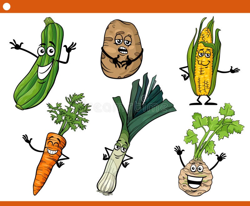 Cartoon Vegetables Food Objects Characters Collection Stock ...