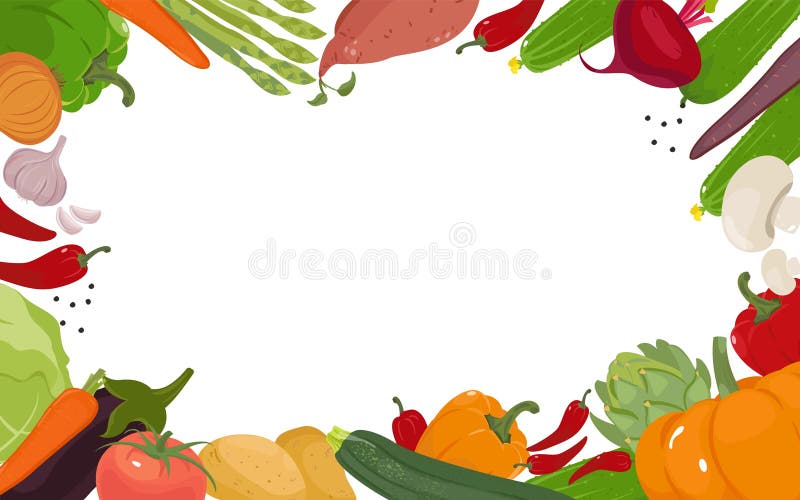 Cartoon vegetables frame stock illustration. Illustration of ingredient ...