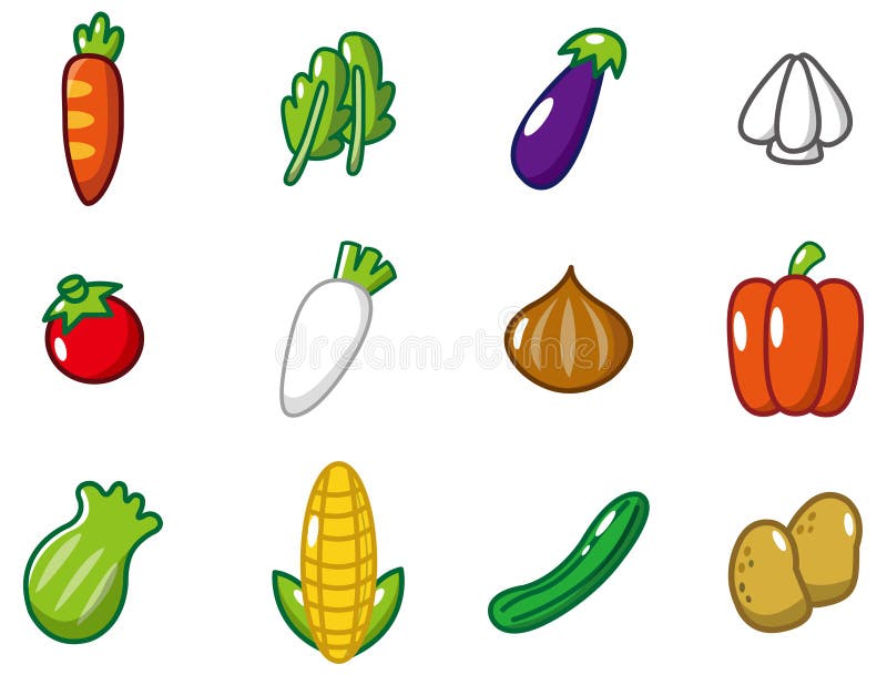 Cartoon vegetables icon stock illustration. Illustration of garlic ...