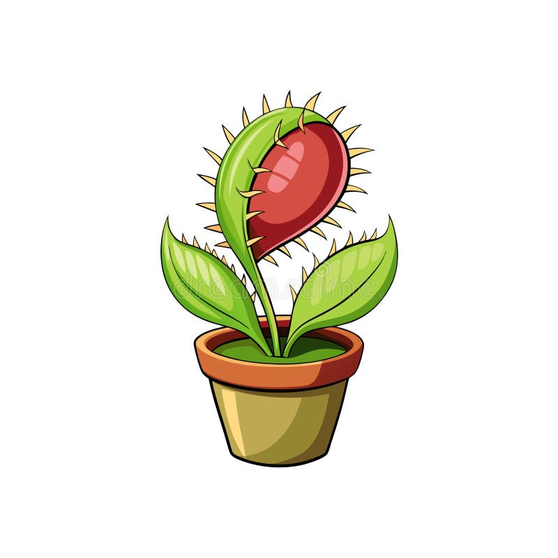 Cartoon Venus Flytrap in Pot Illustration Stock Image - Illustration of ...