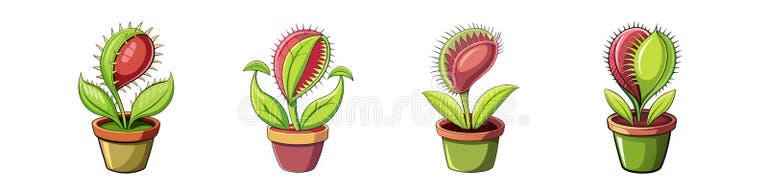 Cartoon Venus Flytrap Plant in Pot Illustration Stock Vector ...