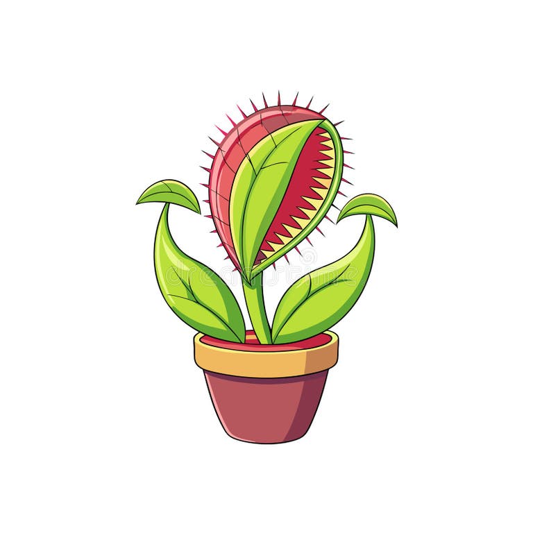 Cartoon Venus Flytrap in Pot Illustration Stock Image - Illustration of ...