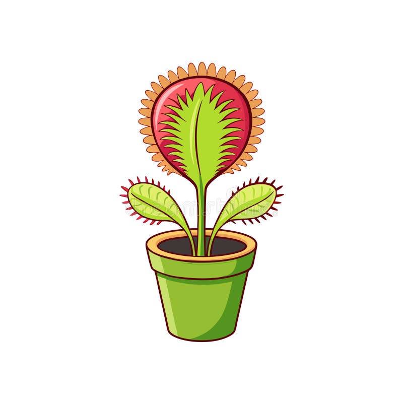 Cartoon Venus Flytrap in Pot Illustration Stock Image - Illustration of ...