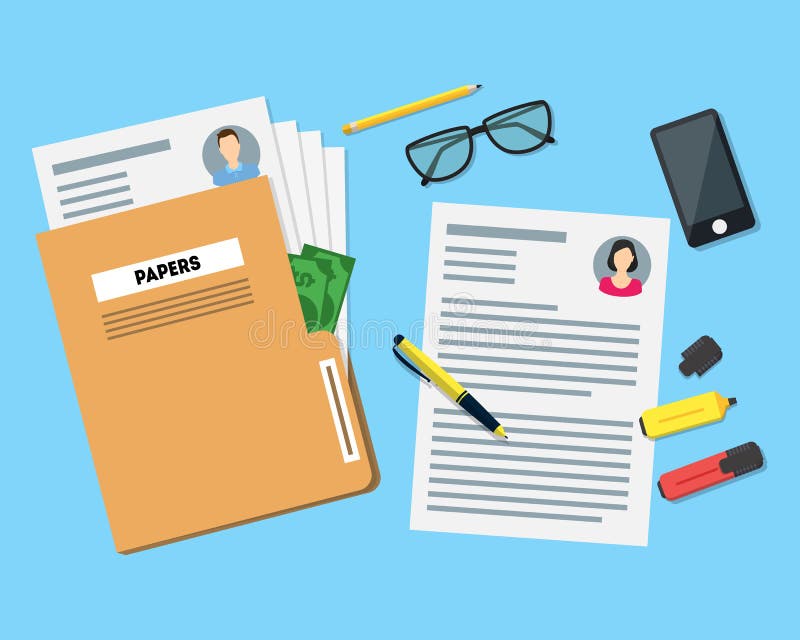 Cartoon View of Working Place Witch Papers Folder. Vector Stock Vector ...